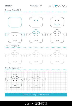 Simple Sheep Drawing For Kids Step By Step