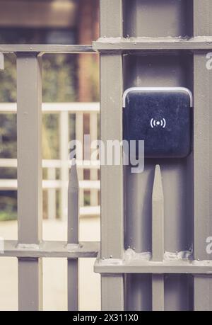 A RFID touch panel on gates in Bulwark Lane, Oxford Stock Photo - Alamy