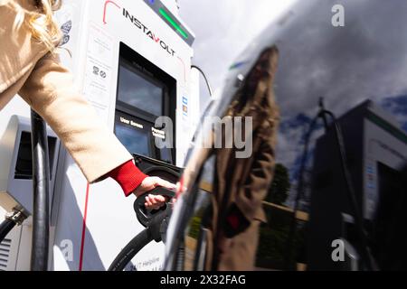 EDITORIAL USE ONLY The launch of InstaVolt's largest ultra-rapid electric vehicle (EV) charging ...