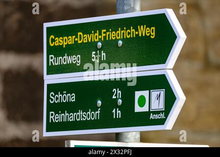 Krippen, Germany. 23rd Apr, 2024. A directional arrow for the Caspar ...