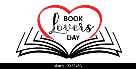 Book lovers day. Cartoon open book and pages with love heart. Education ...
