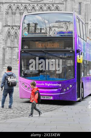 Lincoln sightseeing hop-on hop-off double decker bus outside the ...