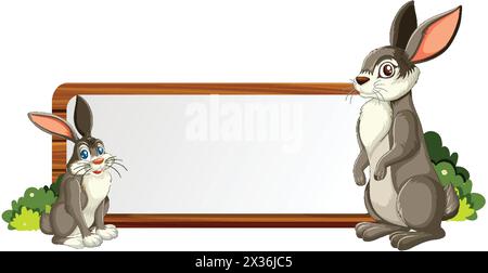 Two cartoon rabbits beside an empty sign Stock Vector Image & Art - Alamy