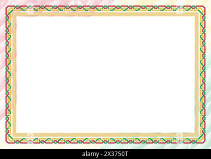 Horizontal frame and border with Guyana flag, template elements for your certificate and diploma ...