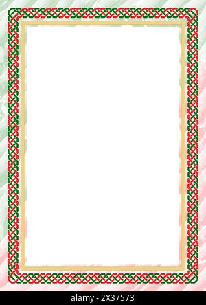 Vertical frame and border with colors of Portugal flag, template ...