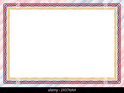 Horizontal frame and border with colors of Laos flag, template elements ...