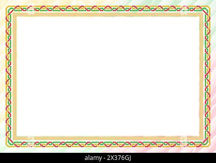 Horizontal frame and border with colors of Myanmar flag, template ...