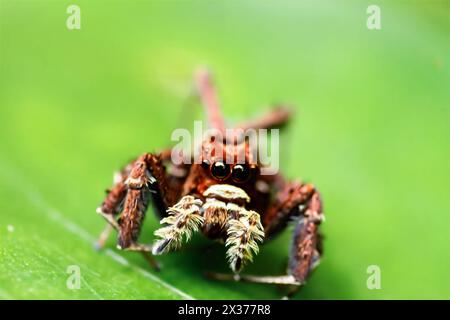 A detailed close-up of a Portia labiata, showcasing its intricate ...