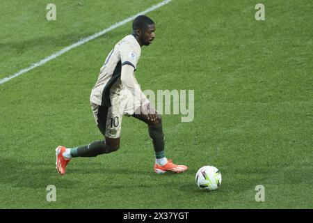 PARIS, FRANCE - APRIL 9: Ousmane Dembele #10 (PSG) celebrates the goal ...