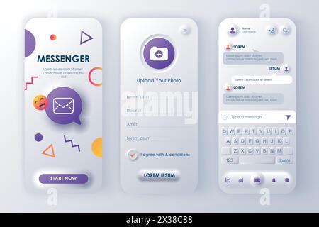 Messenger UI template, Social communication app mockup, chat ...