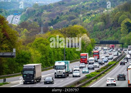 Autobahn A1 near Wetter, junction Volmarstein, view to the northeast ...
