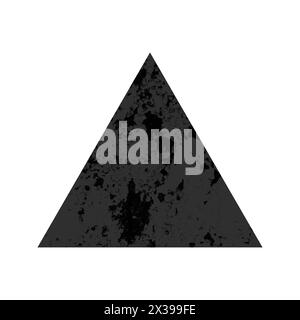 Scratched triangle. Dark figure with distressed grunge texture isolated ...