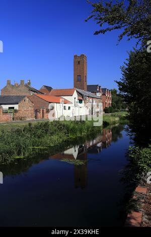 Summer view of the river Welland; Spalding town; Lincolnshire County ...