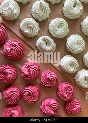 Homemade Marshmallow Different color. Lies on food paper to dry Stock ...