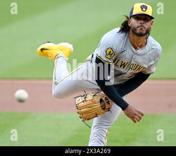 Milwaukee Brewers pitcher Freddy Peralta (51) and catcher William ...