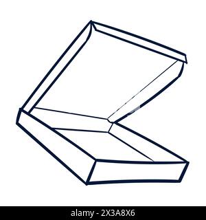 Pizza cardboard box hand drawn silhouette. Empty cardboard boxes for ...