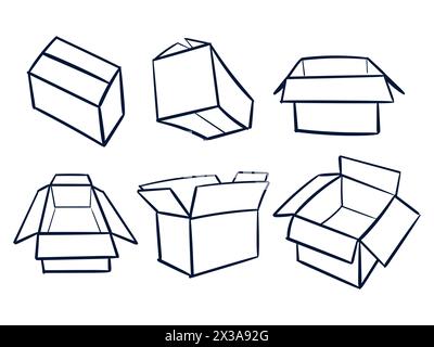 Cardboard Box Scribble Line. Hand Drawn Cardboard Box Scribble Doodle ...