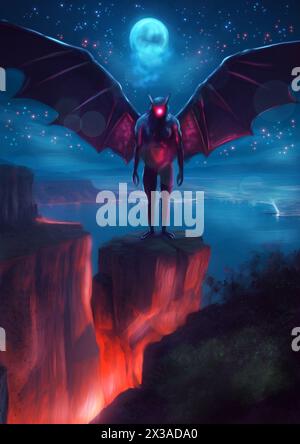 The Mothman cryptid monster illustration art Stock Photo - Alamy