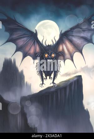 The Mothman cryptid monster illustration art Stock Photo - Alamy