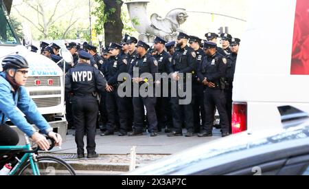 April 25, 2024 NYPD role call in front of Plaza Hotel in New York ...