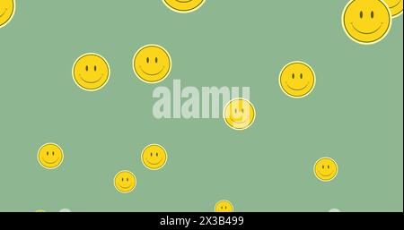 Image of multiple smiley face emojis social media icons floating on ...