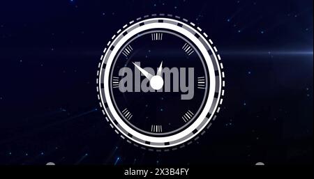 Image of digital clock in loading circles with lens flare moving ...
