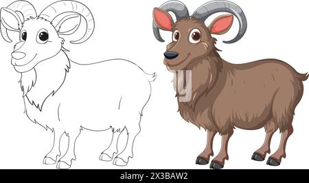 Vector illustration of a ram, outlined and colored Stock Vector Image ...
