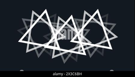 Image of multiple white triangles spinning on seamless loop over black ...