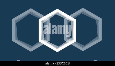 Image of multiple white hexagons spinning on seamless loop on blue ...