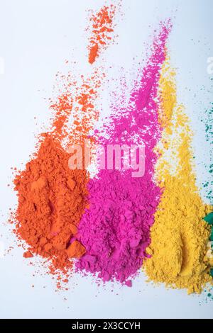 Multi color holi powder isolated on white background. Holi is Indian ...