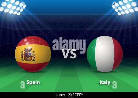 Spain vs Italy. Europe football tournament 2024, Soccer scoreboard ...