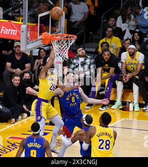 Denver Nuggets guard Peyton Watson (8) goes up for a dunk during the ...