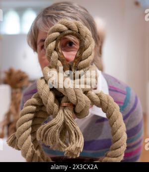 London, UK. 8 October 2024. Staff at the unveiling of ‘Open Wound’ by ...