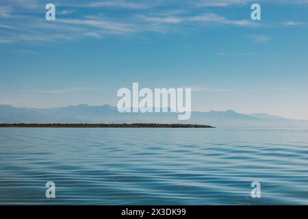 Amazing view of Skadar Lake and beautiful mountains on a sunny morning ...