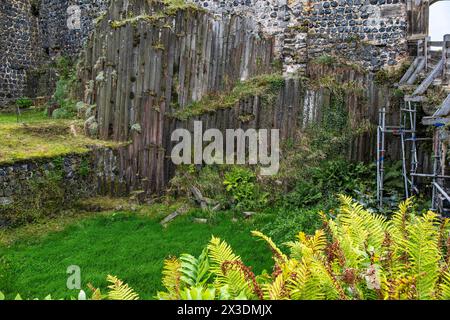 Basalt columns as the foundation of the fortress wall of Stolpen Castle ...