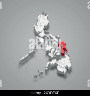 3d isometric map of Eastern Visayas is a region of Philippines, vector ...