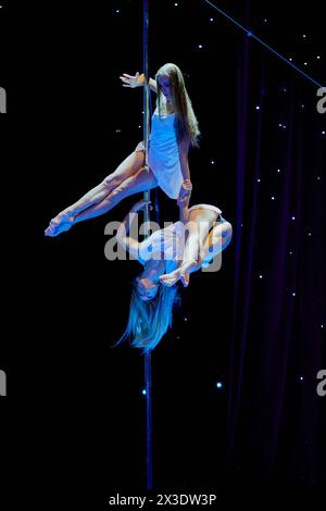 MOSCOW, RUSSIA - FEB 11, 2017: Female participant of Pole Dance Show ...