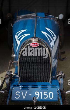 1920s Bugatti Type 35 sportscars in the paddock competing in the Varzi ...
