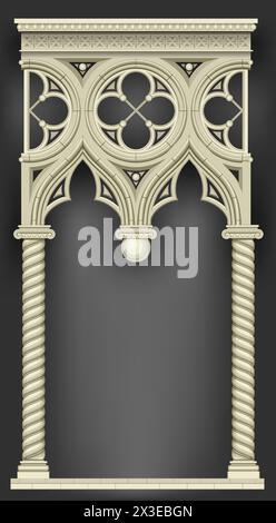 Classic arcade gallery facade of gothic cathedral Stock Vector Image ...