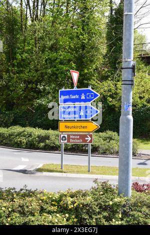 German autobahn direction signs in Germany Europe Stock Photo - Alamy