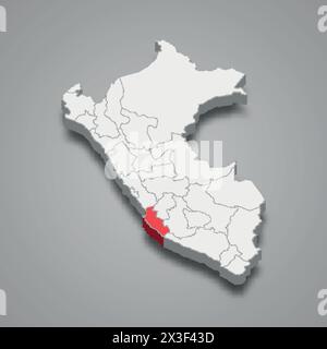 3d isometric map of Ica is a region of Peru, vector illustration Stock ...