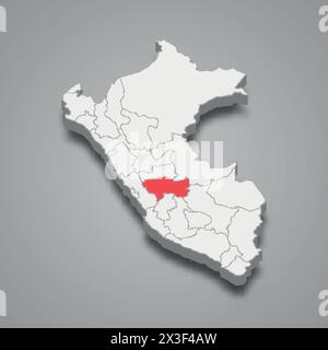 Junin department highlighted in red on a grey Peru 3d map Stock Vector ...