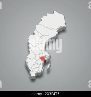 Södermanland county highlighted in red on a grey Sweden 3d map Stock ...