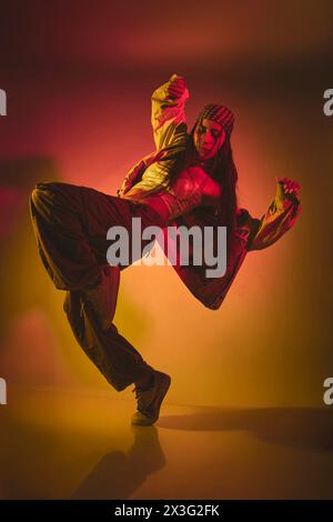 Sport, dancing and urban culture concept - beautiful dancing girl in ...