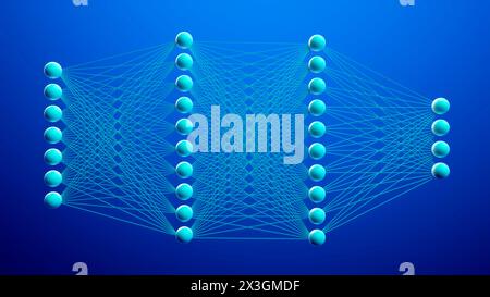 Artificial intelligence neural network layers, conceptual illustration ...