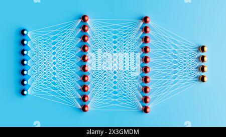 Artificial intelligence neural network layers, conceptual illustration ...