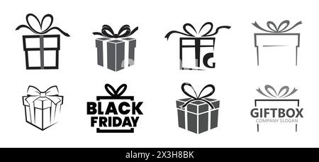 Abstract Gift Boxes Collection Ser logo Vector Design Icons Symbol ...