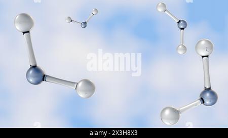 3D Rendering of floating ozone molecules scattered around Stock Photo ...