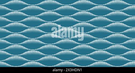 Pixel waves on the sea with foam wings. Background for a 16-bit ...