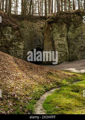 Small Hell Cliffs near Cesis stand tall, their rugged beauty a ...